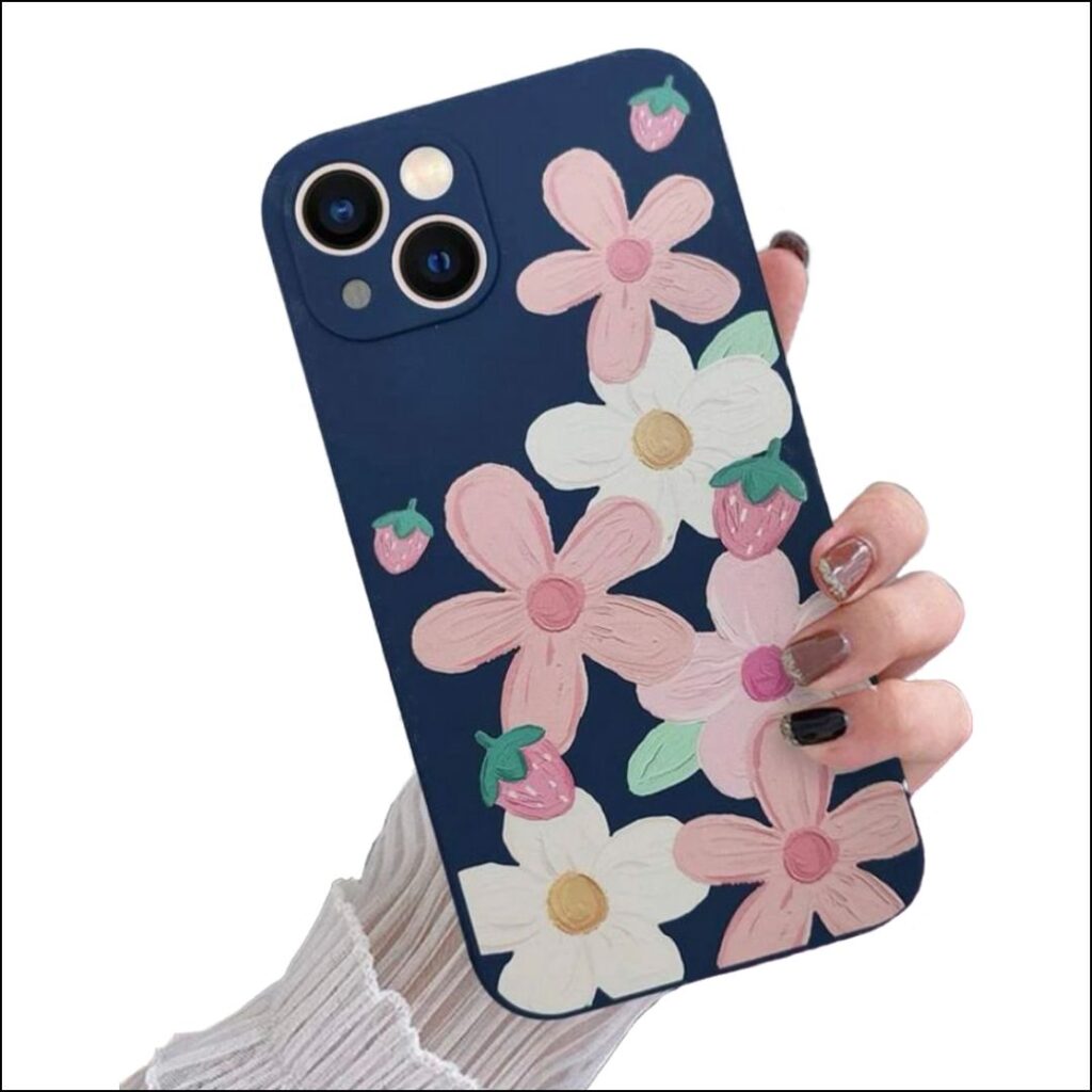 CASE AZUL FLOREADO DE COLORES PASTELES - Yúrval Perú