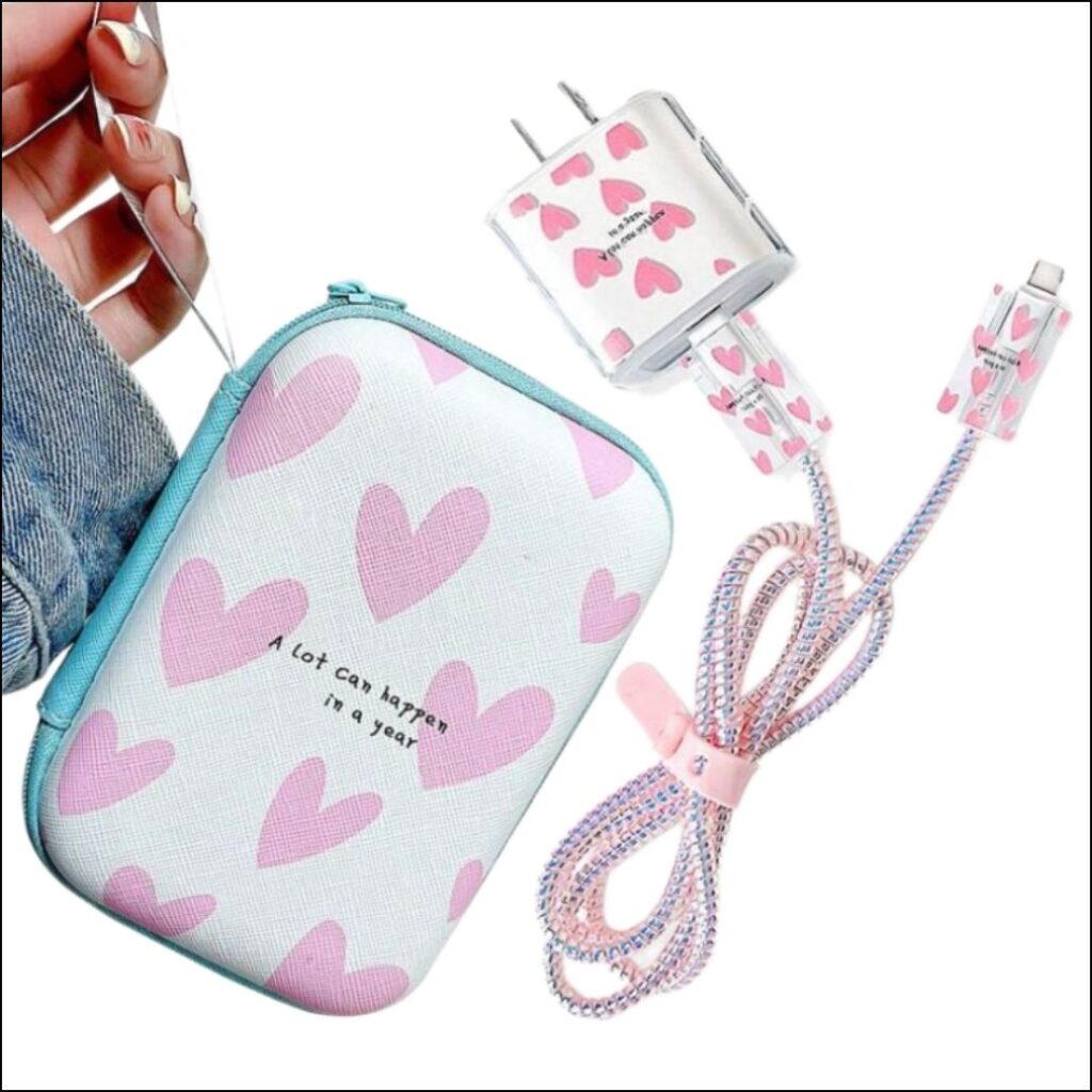 PROTECTOR DE CARGADOR + ESTUCHE BLANCO CORAZON - Yúrval Perú